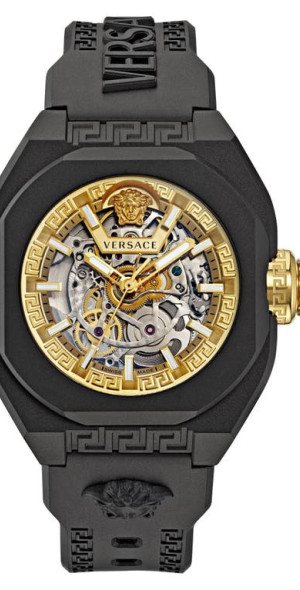 Versace - V-Legend Skeleton Recycled Polyurethane Strap Watch, 42mm in ...
