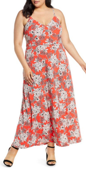 Vince Camuto - Boudoir Botanical Maxi Dress in Crimson Red at Nordstrom
