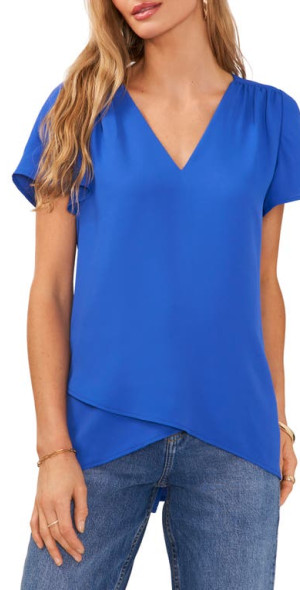 Vince Camuto - Layered Hem Crossover Top in Sapphire Sky at Nordstrom