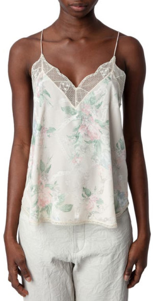 Zadig & Voltaire - Christy Jac Chains Faded Lace Trim Silk Camisole in ...