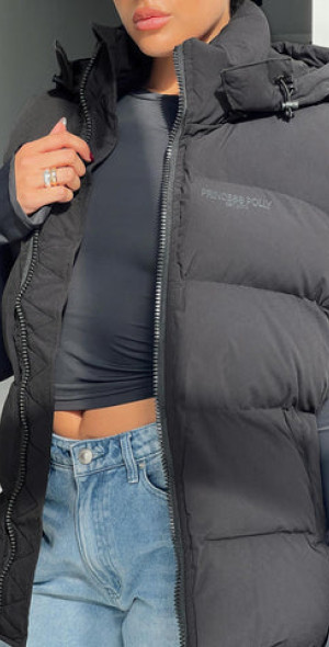 Princess Polly - Dream Puff Technical Puffer Vest Black