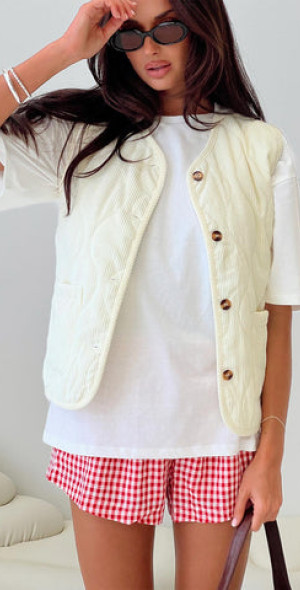 Princess Polly - Little Things Quilted Vest Cream