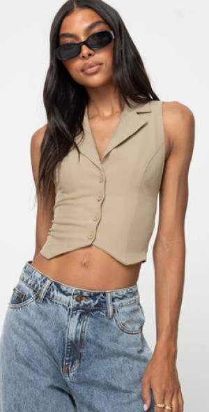 Princess Polly Lower Impact - Aimer Vest Taupe