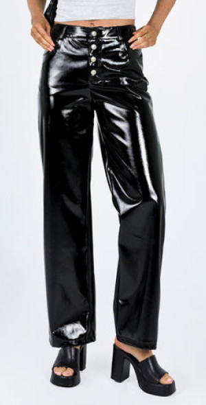 Princess Polly - Renni Low Rise Vinyl Pants Black