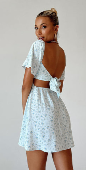 Princess Polly - Summer Nights Mini Dress Blue Floral