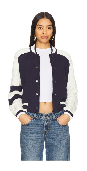 Central Park West - Cable Sleeve Knit Bomber