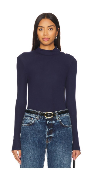 Goldie - Button Shoulder Mock Neck Top