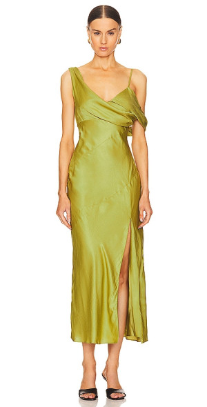 NICHOLAS - Finley Asymmetrical Draped Midi Dress