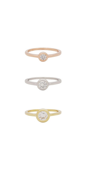 SHASHI - Three Toned Solitaire Ring Set