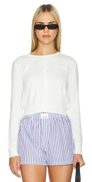 White + Warren - White + Warren Crewneck Button Cardigan