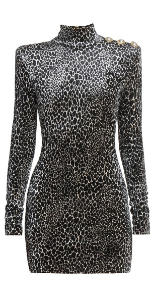 Balmain - Women's Leopard-Print Velvet Body-Con Minidress