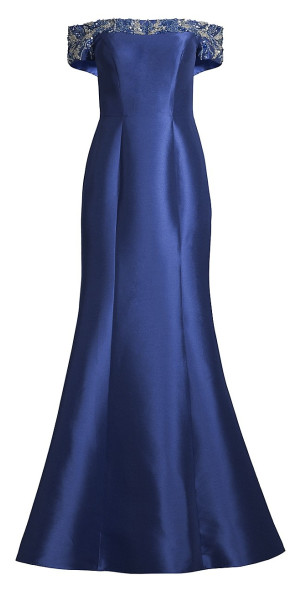 Basix - Women's Beaded Off-The-Shoulder Gown