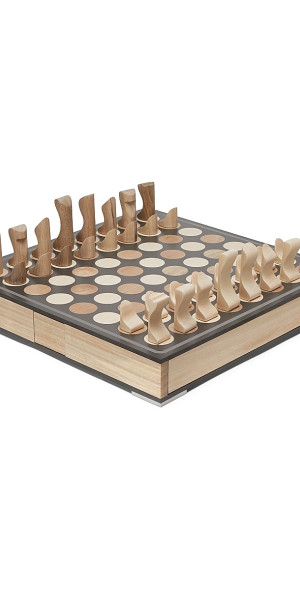 Brunello Cucinelli - Krion Walnut Wood and Steel Chess and Draughts Set