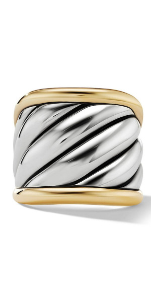 David Yurman - Women's Sculpted Cable Saddle Ring with 18K Yellow Gold