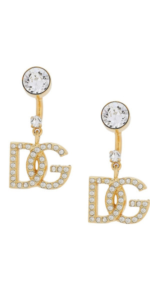Dolce & Gabbana - Women's Goldtone & Glass Crystal Monogram Drop Earrings