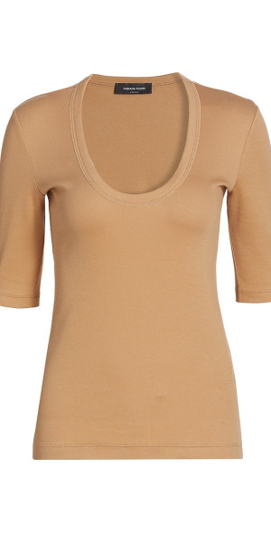 Fabiana Filippi - Women's Stretch-Cotton Jersey Ribbed U-Neck Top