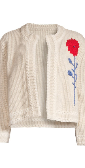 Frances Valentine - Women's Border Flower Embroidered Cardigan