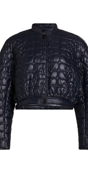 Ganni - Women's Shiny Quilted Shell Crop Jacket