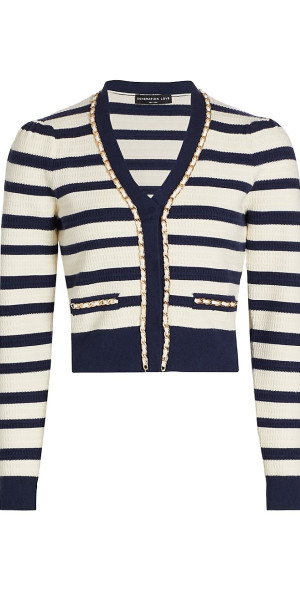 Generation Love - Women's Victoria Striped & Chain-Link Crop Cardigan