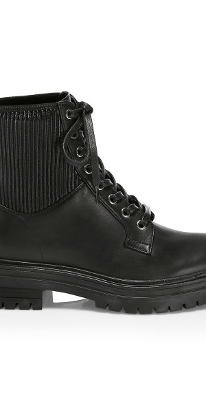 Gianvito Rossi - Women's Martis Rib-Knit Leather Combat Boots