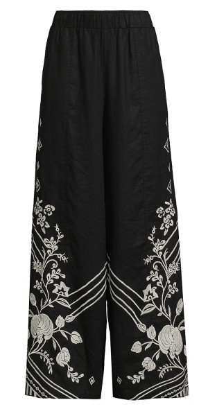 Johnny Was - Women's Seamed Embroidered Linen Pants