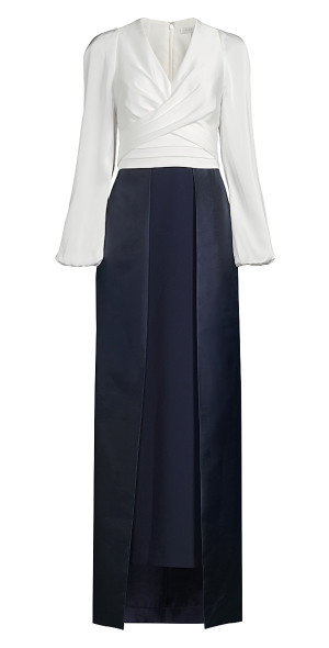 Kay Unger - Women's Bianca Faux-Wrap Walk-Thru Gown