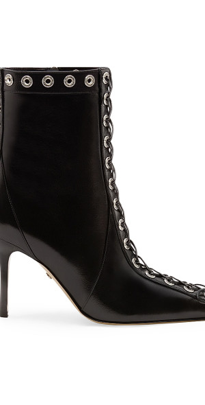 Mach & Mach - Women's Embellished Corset Leather Ankle Boots