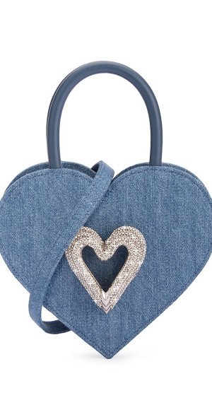 Mach & Mach - Women's Triple Heart Denim Mini Bag