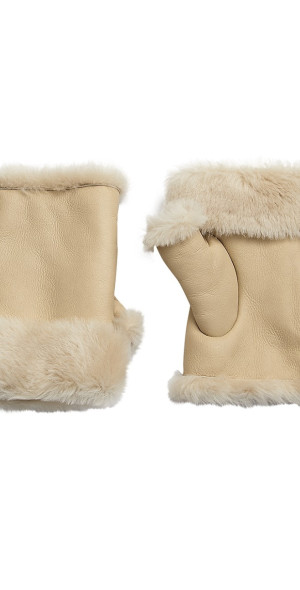 Maximilian - Women's Shearling Lace-Up Fingerless Gloves