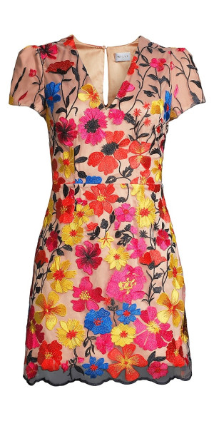 Milly - Women's Atalie Floral Mesh Embroidered Dress