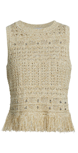 Milly - Women's Beaded Fringe Knit Shell Top