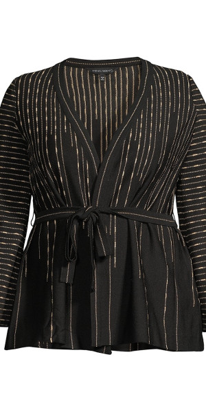 Ming Wang - Women's Belted Metallic Knit Jacket