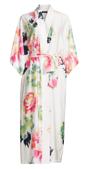 Natori - Women's Hanami Long Floral Satin Robe