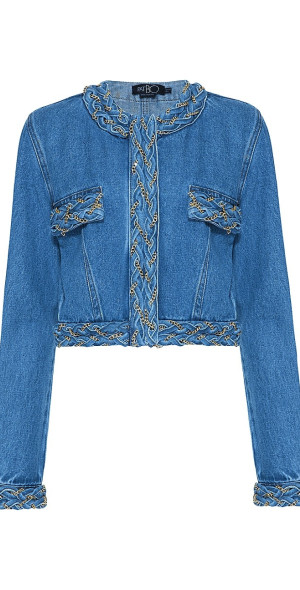 PatBO - Women's Braided Denim Cropped Jacket