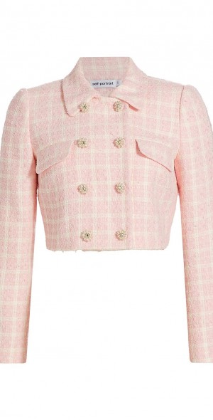 Self-Portrait - Women's Bouclé Check Crop Jacket