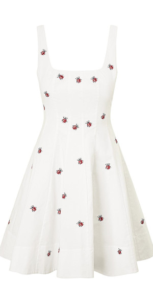 Staud - Women's Wells Ladybug Stretch-Cotton Fit-And-Flare Minidress