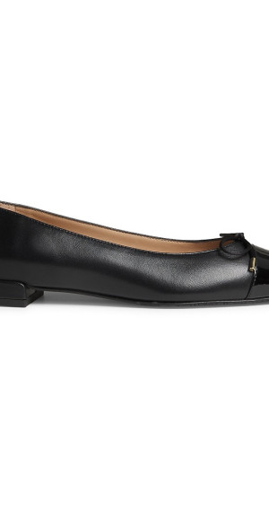 Stuart Weitzman - Women's Sleek Bow Leather Ballerina Flats