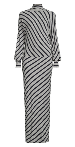 Undra Celeste - Women's Stripe Knit Turtleneck Maxi Dress
