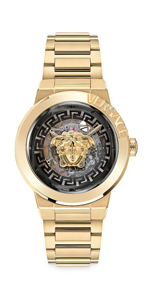 Versace - Women's Skeleton Dial Ion-Plated Yellow Gold Bracelet Watch