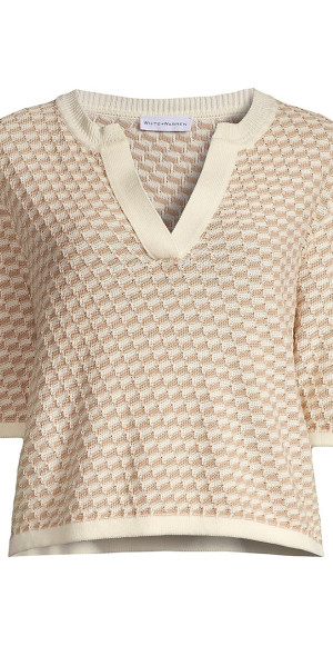 White + Warren - Women's Two-Tone Knit Linen Tunic