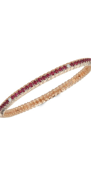 ZYDO - Women's Stretch 18K Rose Gold, Ruby, & 0.22 TCW Diamond Bracelet