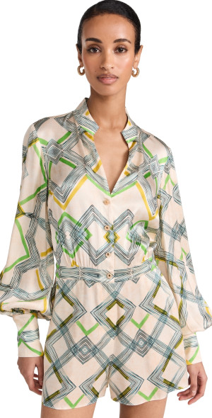 Alexis - Ramsey Romper Linear Cream M