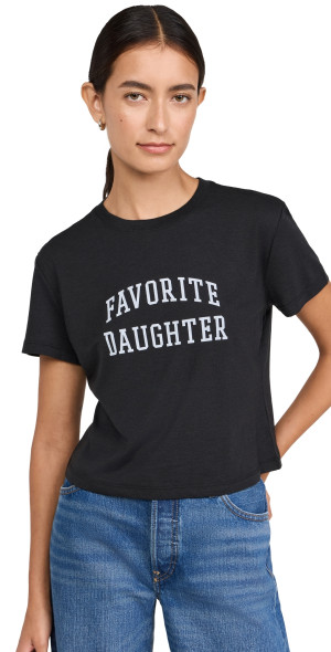 Favorite Daughter - Cropped Collegiate Tee Black/White M