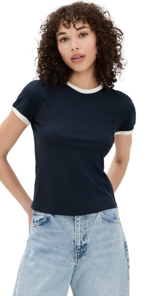 FRAME - The Ringer Baby Tee Navy Multi XL