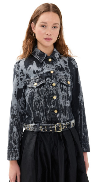 GANNI - Heavy Denim Belted Jacket Washed Black/Black 38