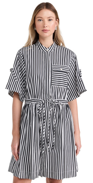 HEVRON - Febe Dress Black & White Stripe M