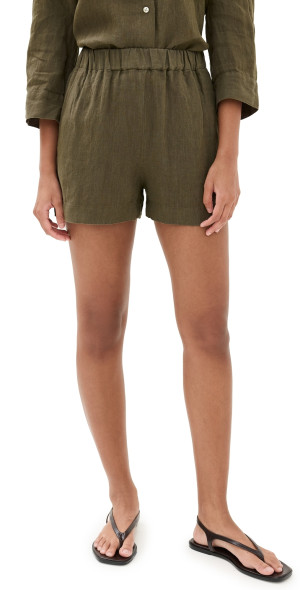 Jenni Kayne - Linen Logan Shorts Dark Moss XL