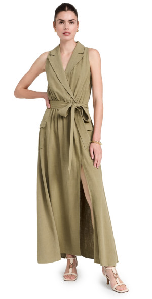 L'AGENCE - Mayer Military Maxi Dress Covert Green M