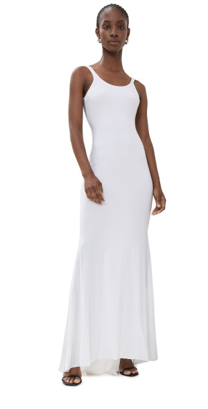 Laquan Smith - Backless Gown with Train Detail White L