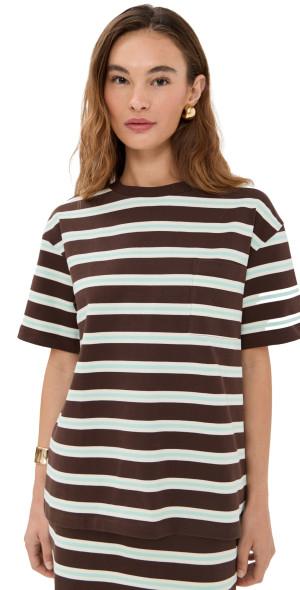 LE BOP - Caroline Variegated Tee Chocolate/Ivory/Mint XL